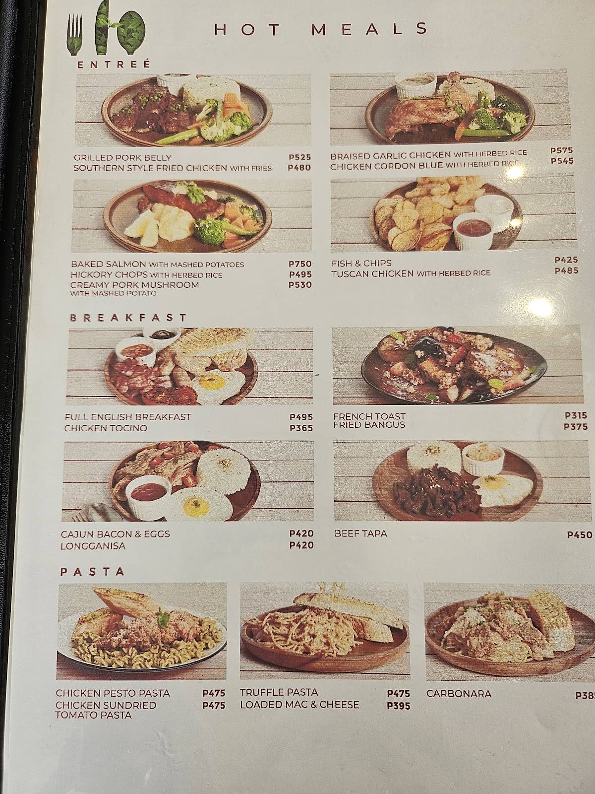 Menu at Pievana Roots Cafe, Santo Tomas