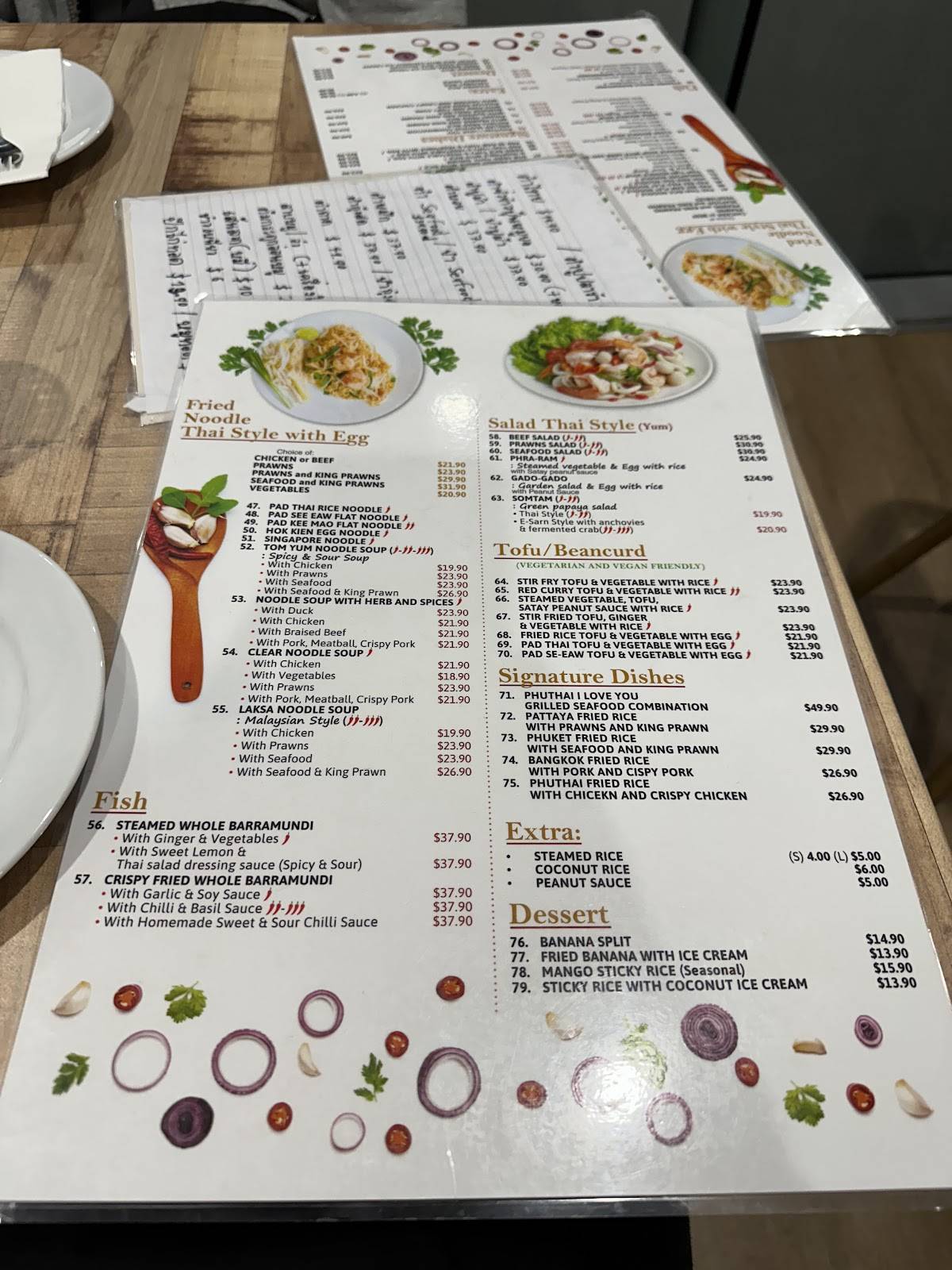 Menu at Phu Thai Restaurant, Southport
