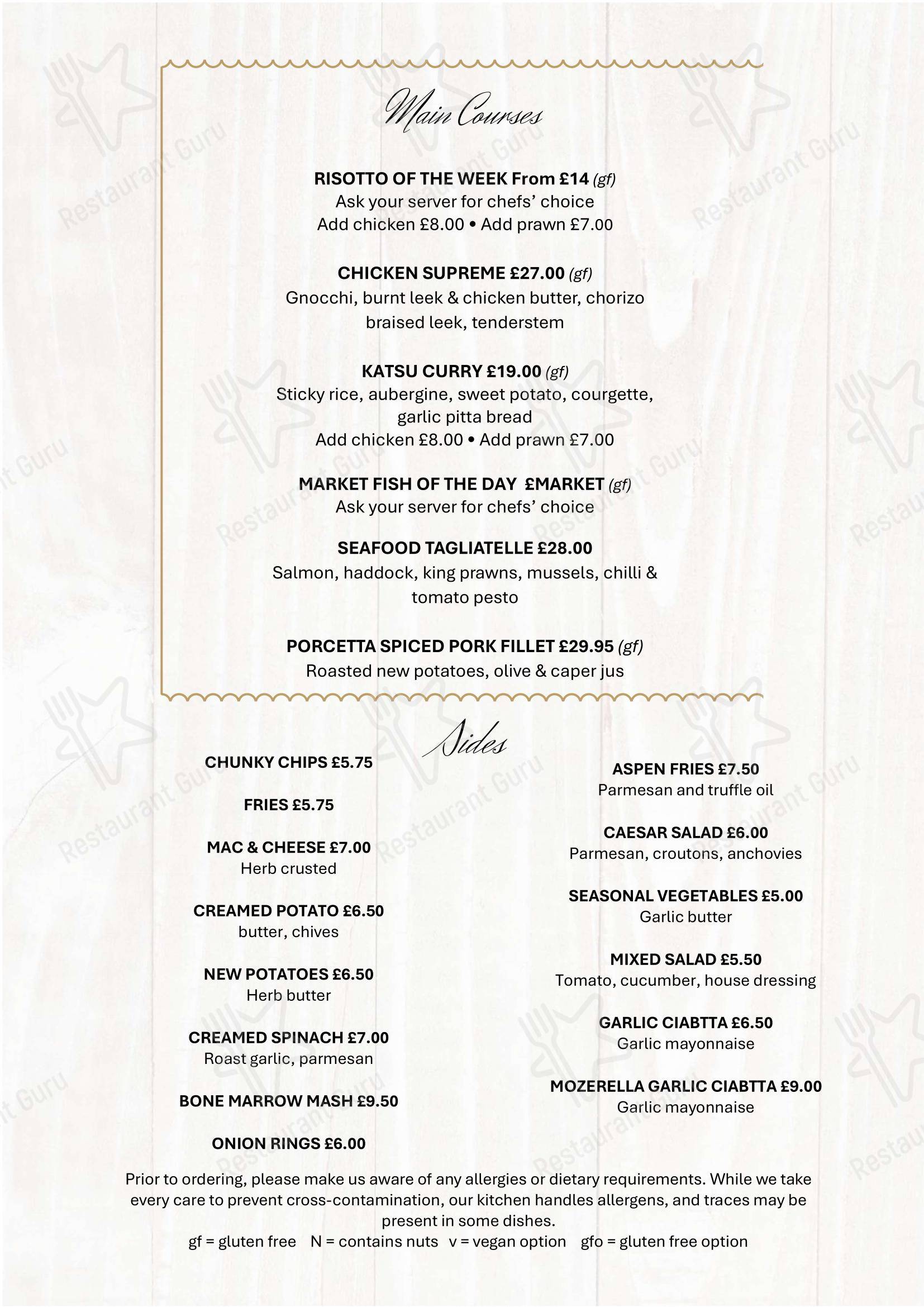 Menu at The Black Bull Inn & Restaurant, Blackburn, Old Langho Rd