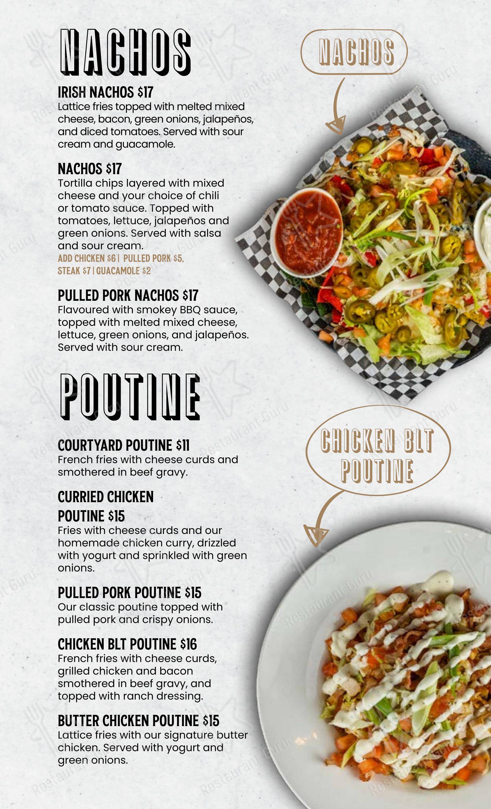 Menu at The Courtyard pub & bar, Courtice
