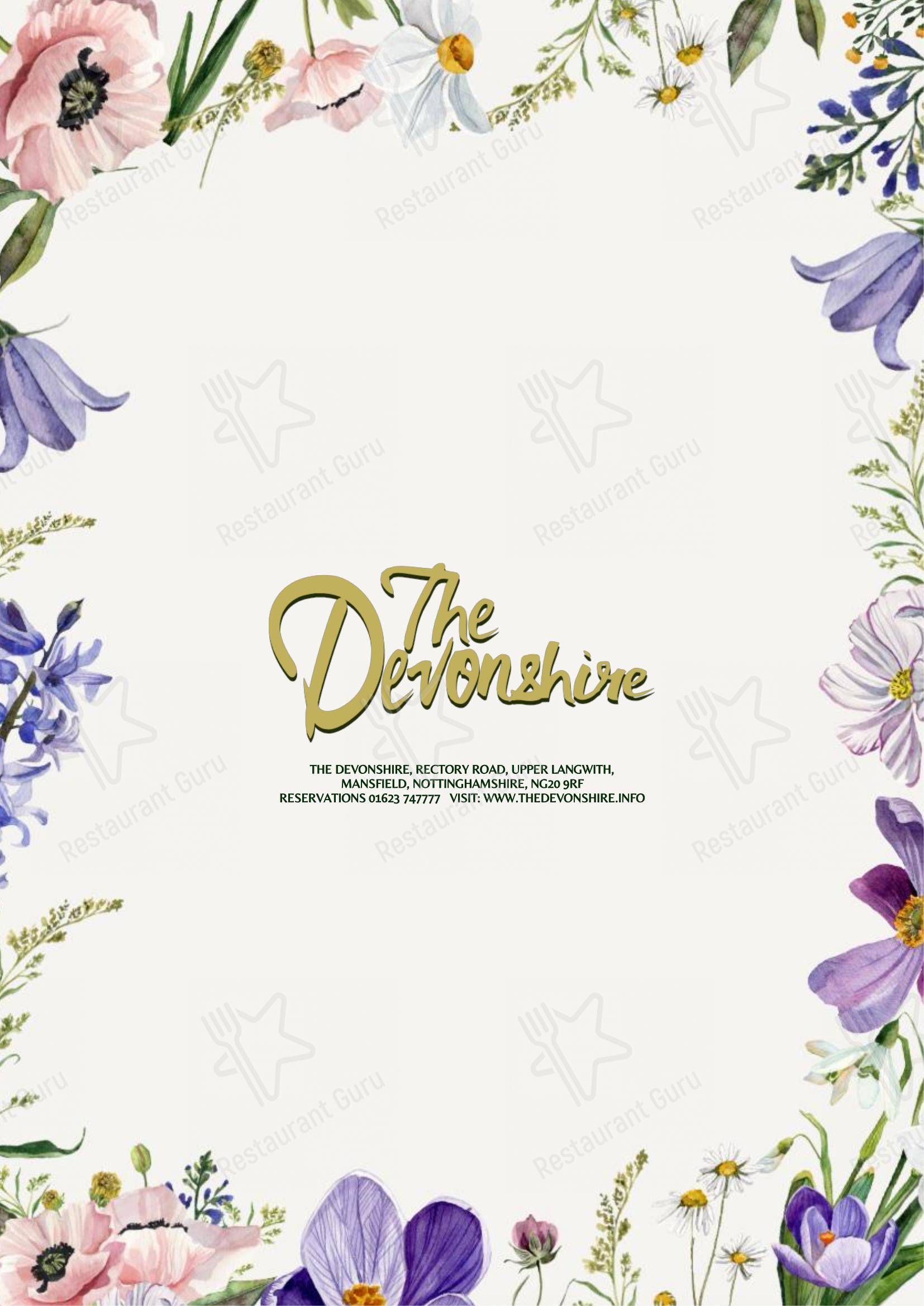 Menu at The Devonshire pub & bar, Nether Langwith, Rectory Rd