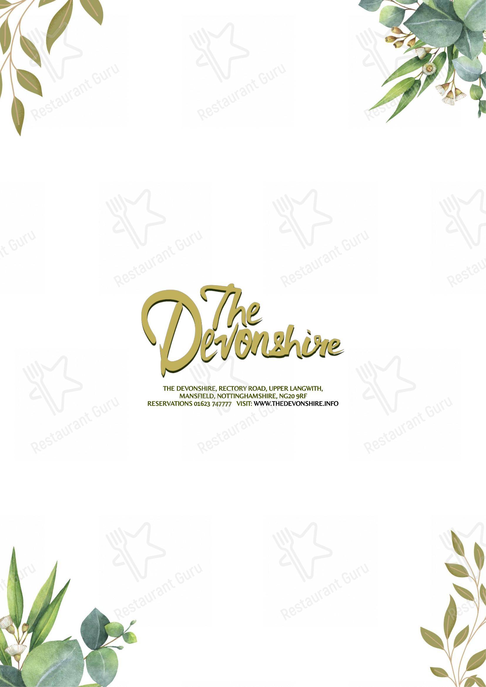 Menu at The Devonshire pub & bar, Nether Langwith, Rectory Rd