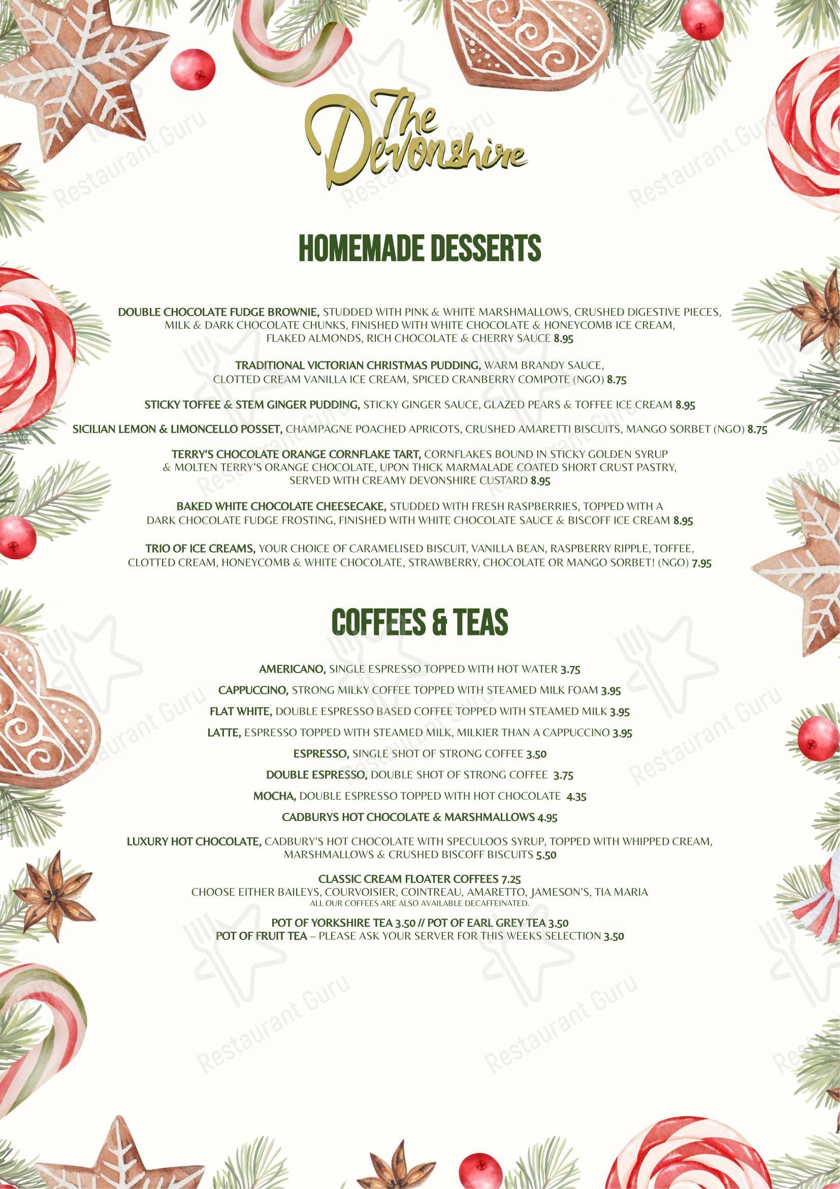 Menu at The Devonshire pub & bar, Nether Langwith, Rectory Rd