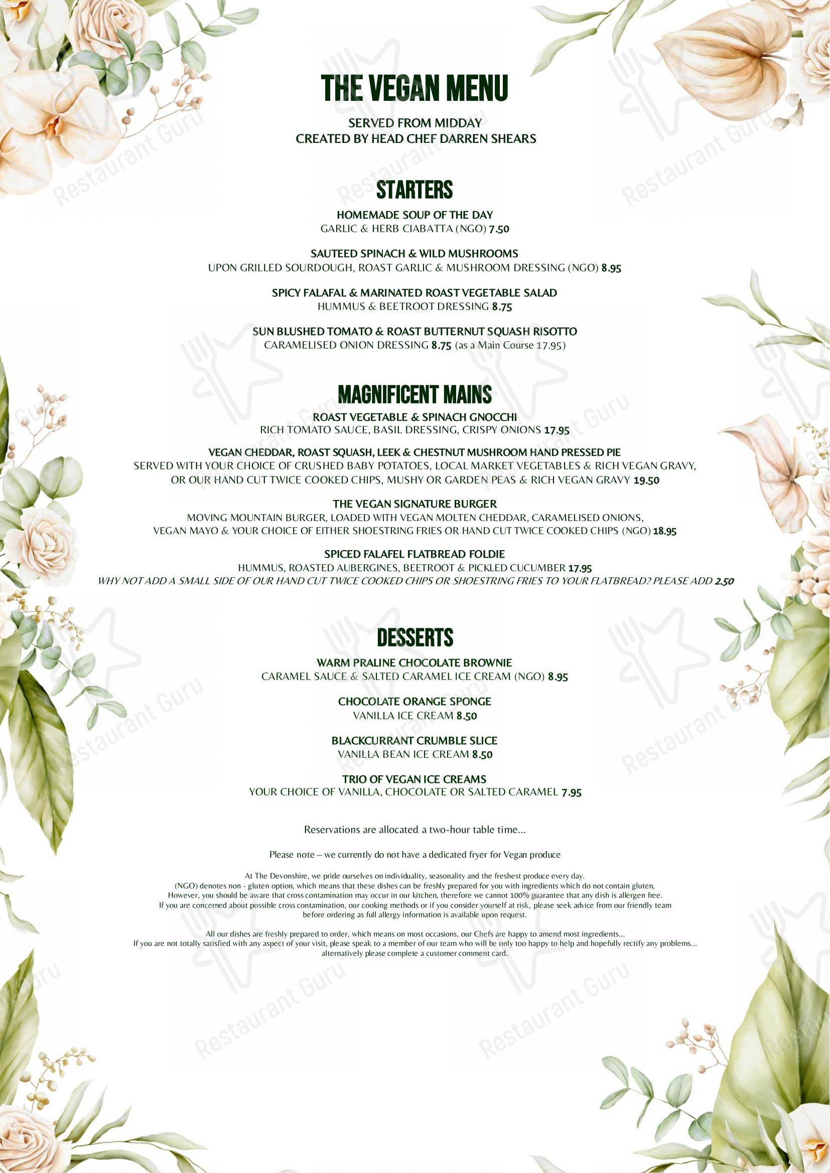 Menu at The Devonshire pub & bar, Nether Langwith, Rectory Rd