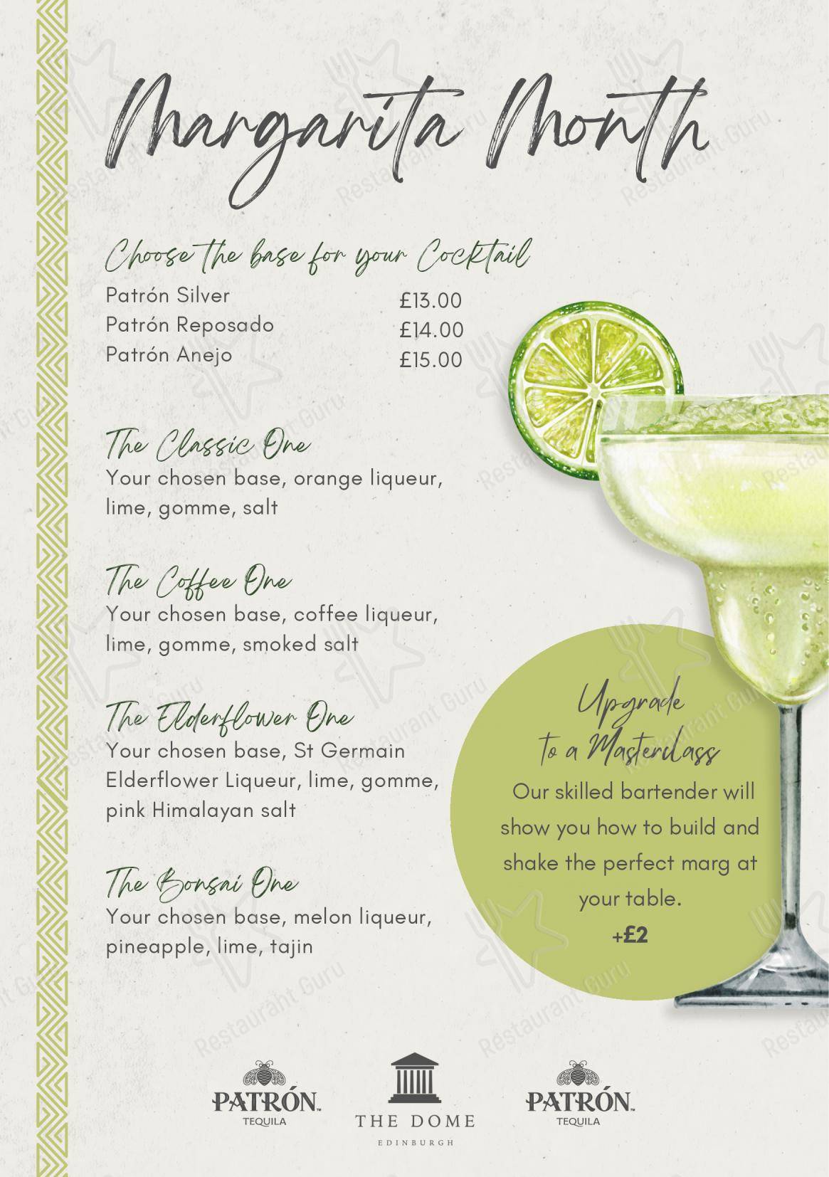 Menu at The Dome pub & bar, Edinburgh, 14 George St