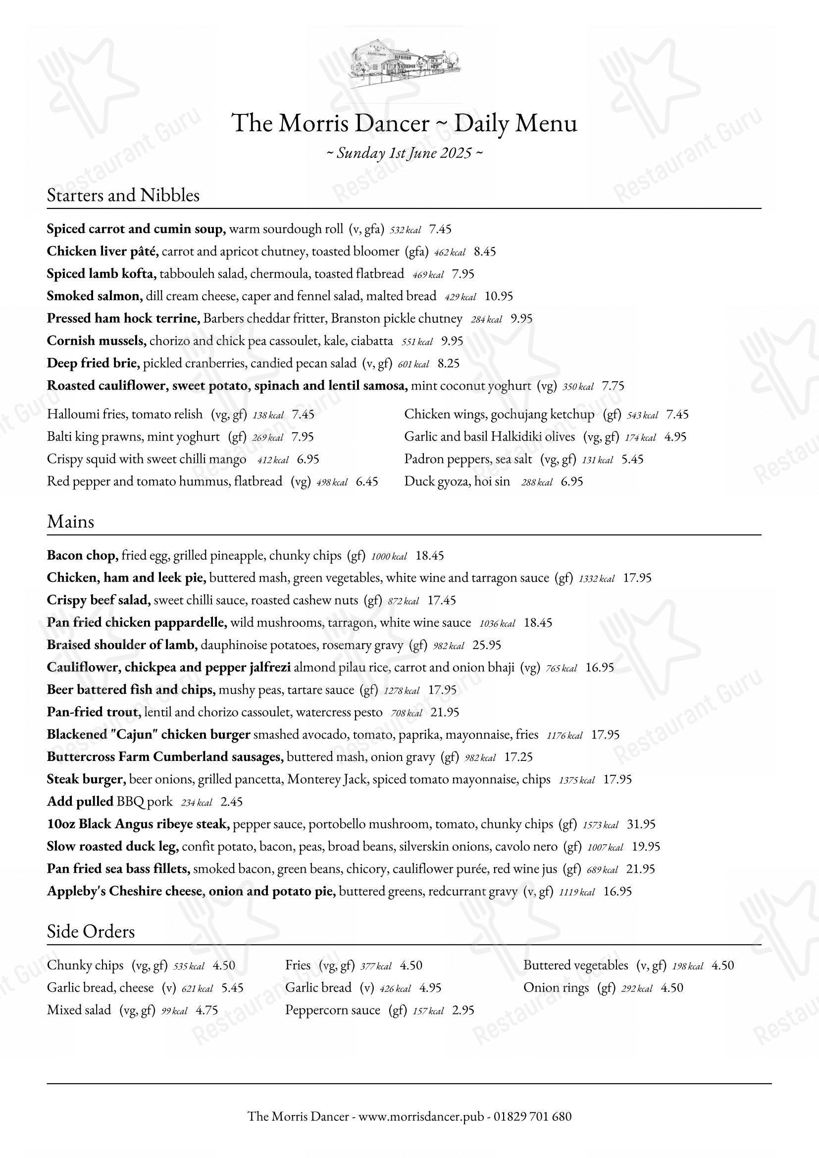 Menu at The Morris Dancer pub & bar, Kelsall