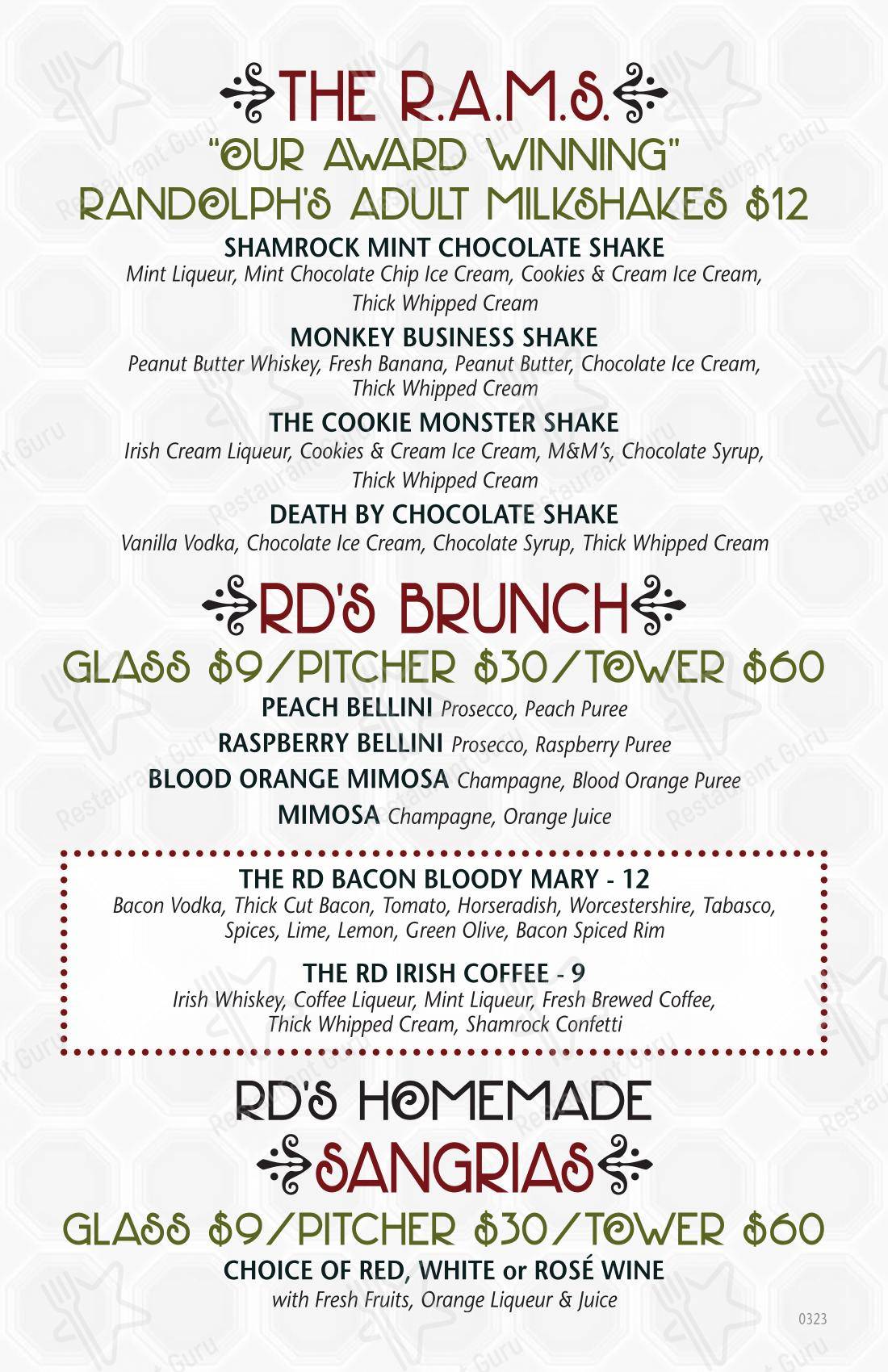 Menu at The Randolph Diner Bar & Grill, Randolph, 517 NJ-10