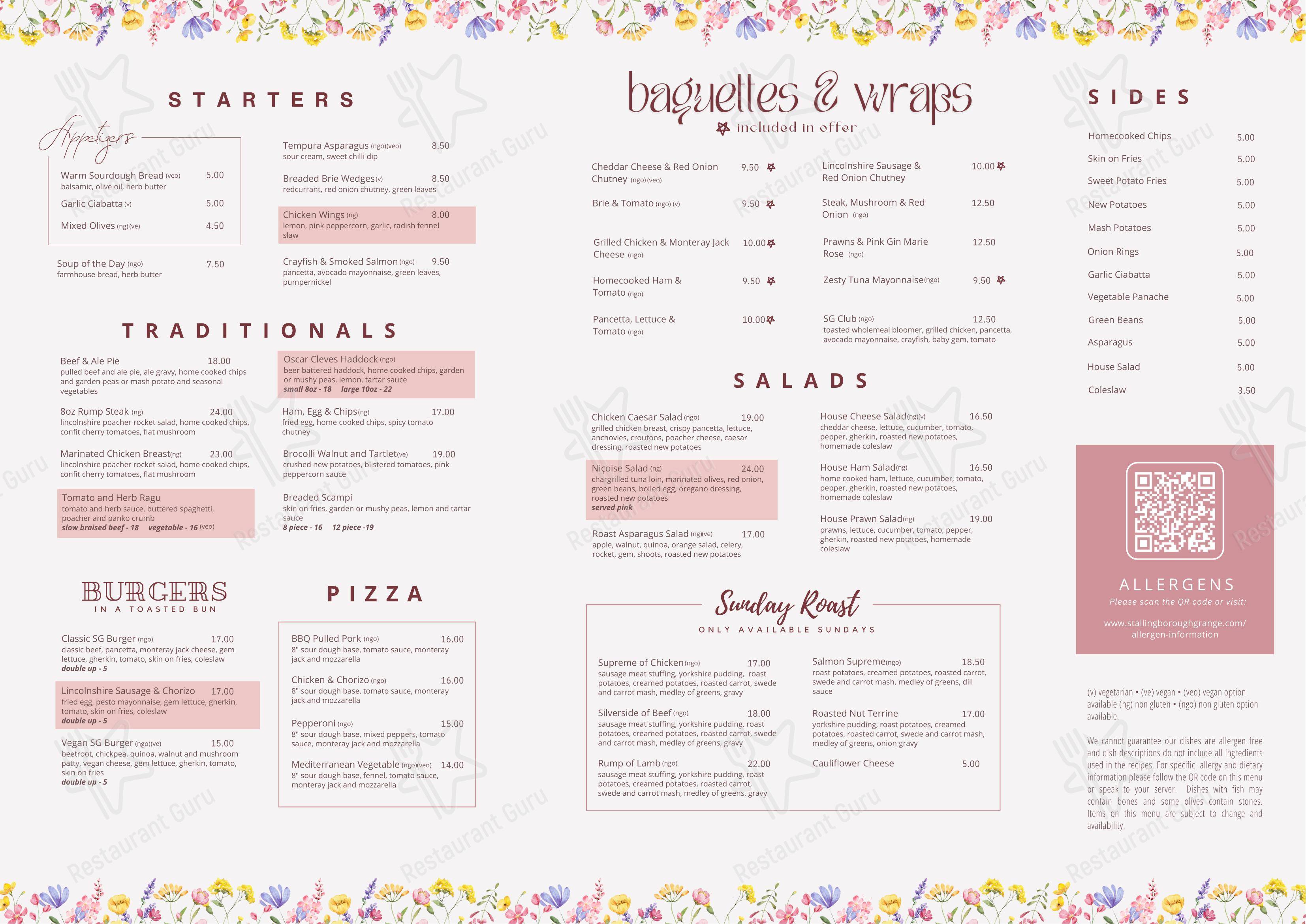 Menu at The Stallingborough Grange Hotel pub & bar, Keelby