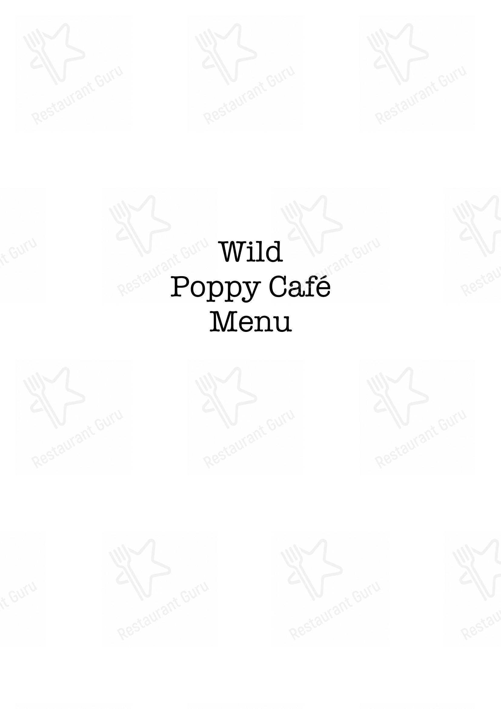 Menu at Wild Poppy Cafe, Merredin