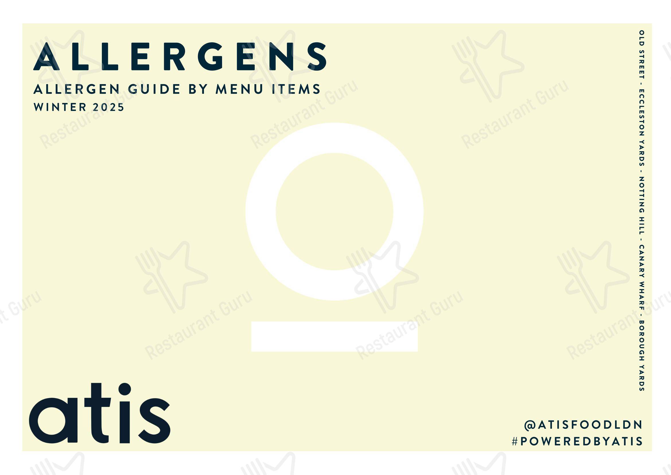 Menu at atis Old Street restaurant, London