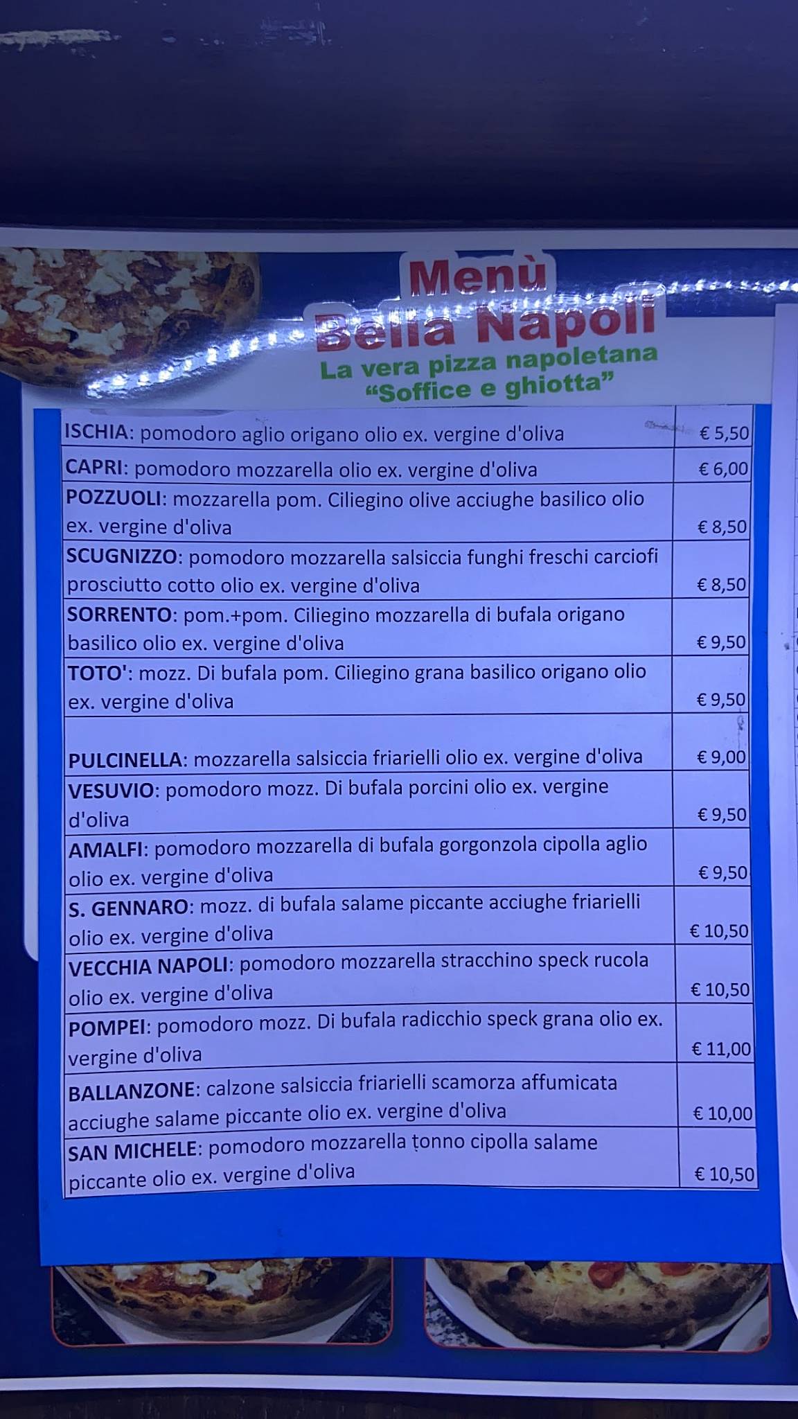 Menu da 100 Battiti ristorante, Cento