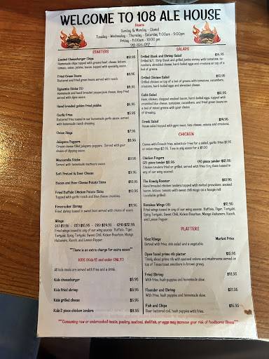 Menu at 108 Ale House pub & bar, Rincon