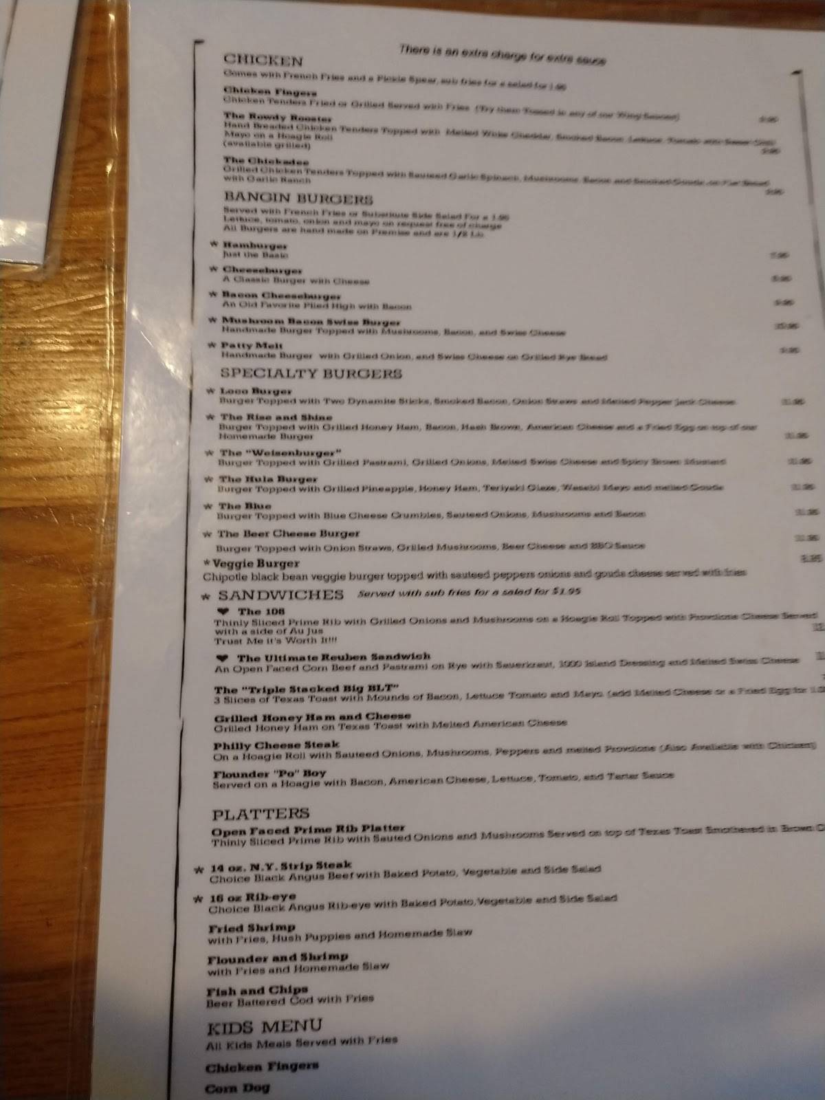 Menu at 108 Ale House pub & bar, Rincon