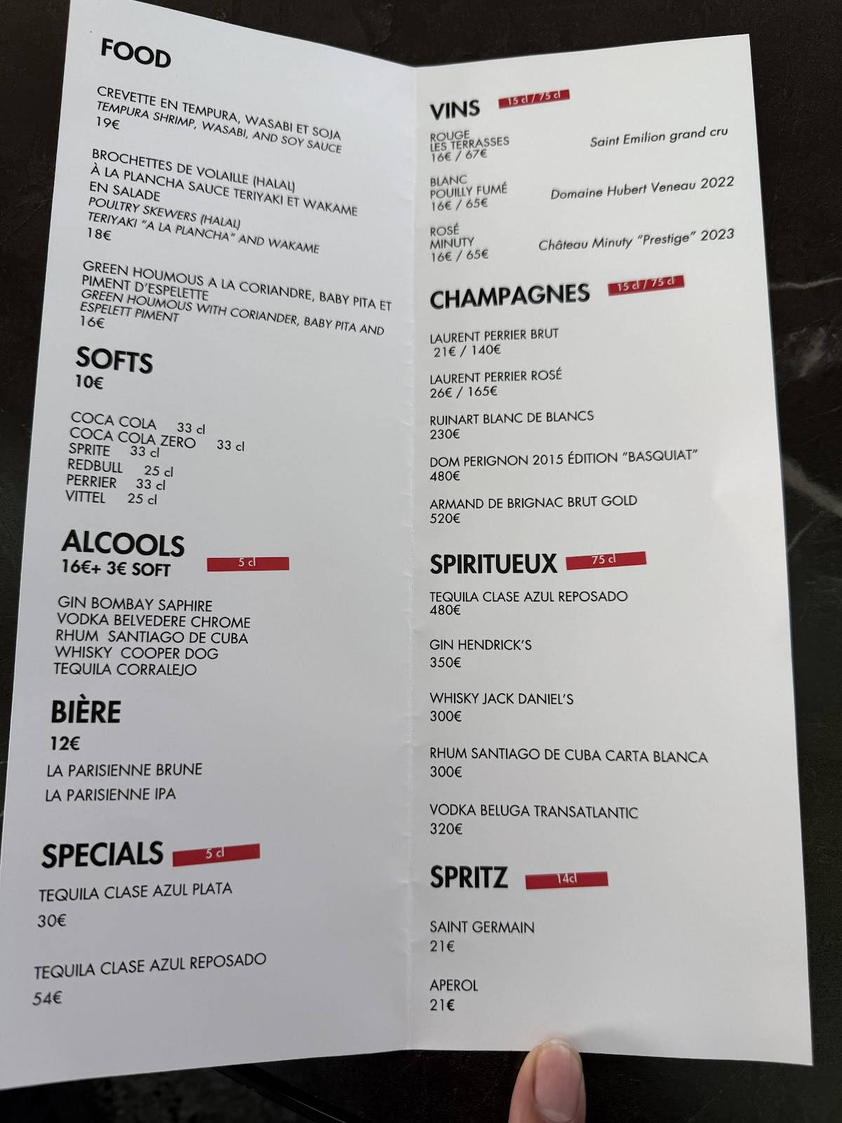 Menu at 10ème Ciel - Rooftop Bar Paris, Paris