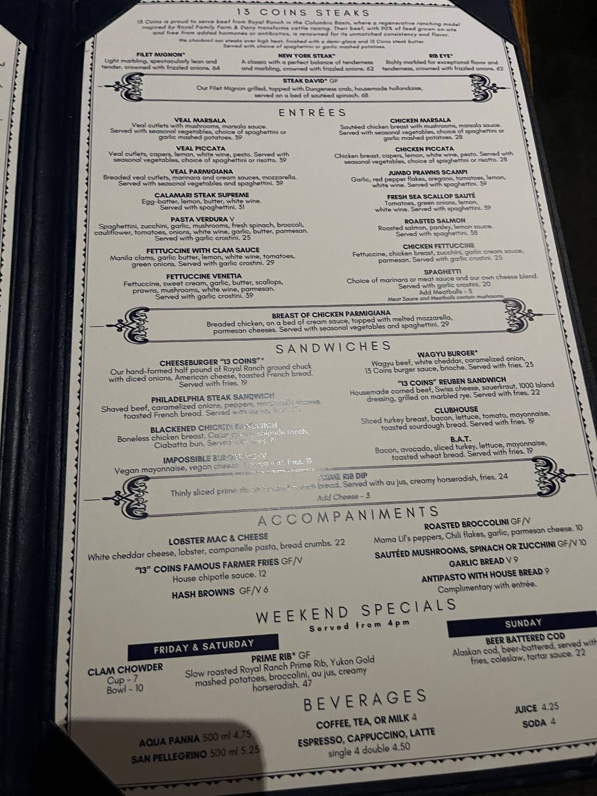 Menu at 13 Coins SeaTac pub & bar, SeaTac, International Blvd