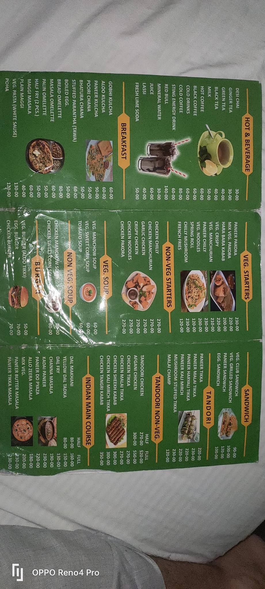 Menu at 13 Miles, Kot Ise Khan