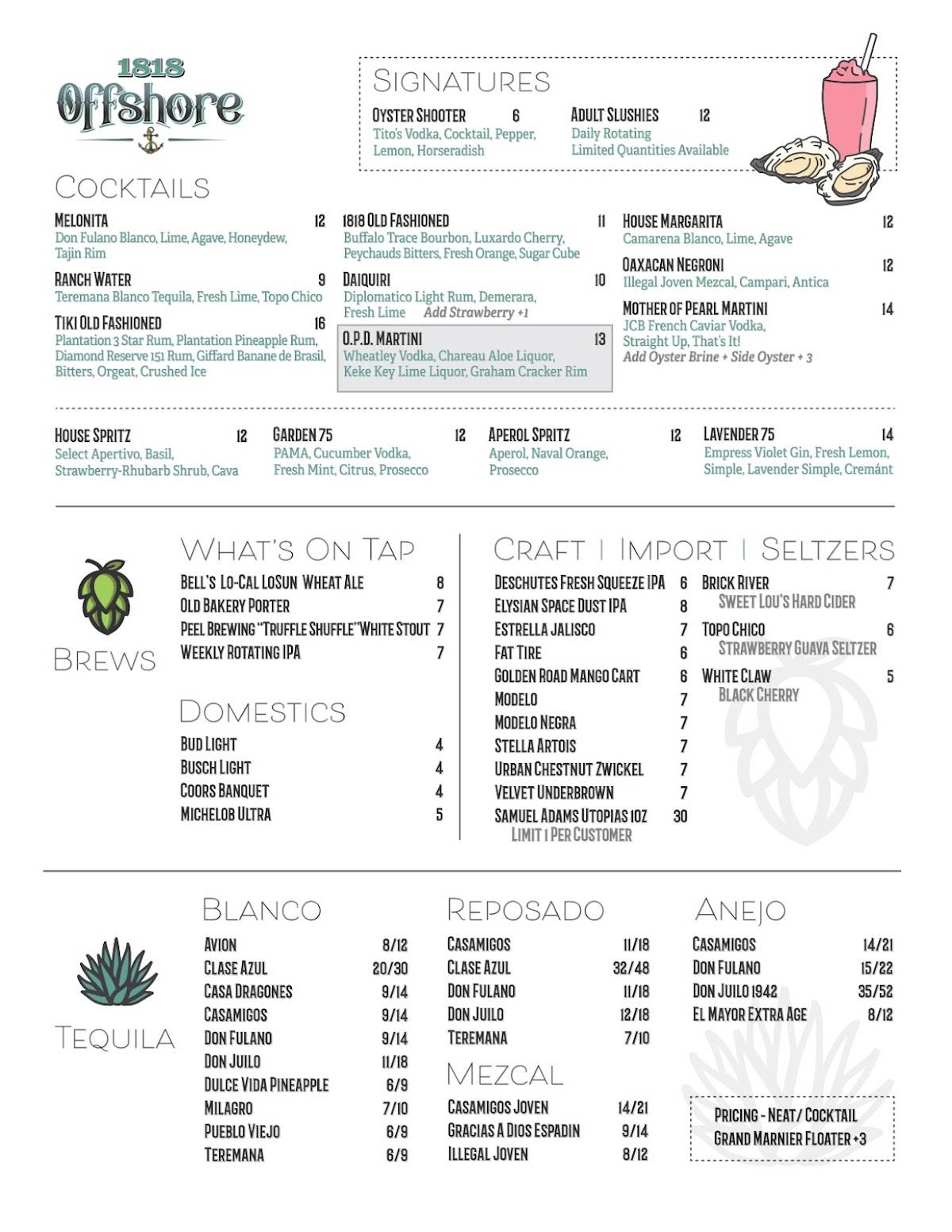 Menu at 1818 Offshore restaurant, Edwardsville