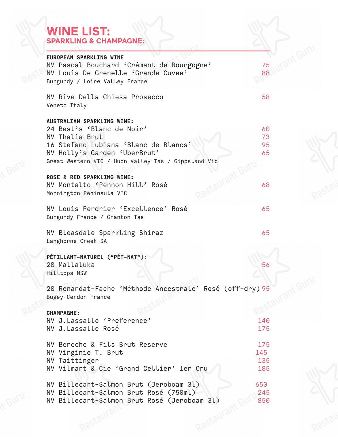 Menu at 1915 restaurant, North Geelong