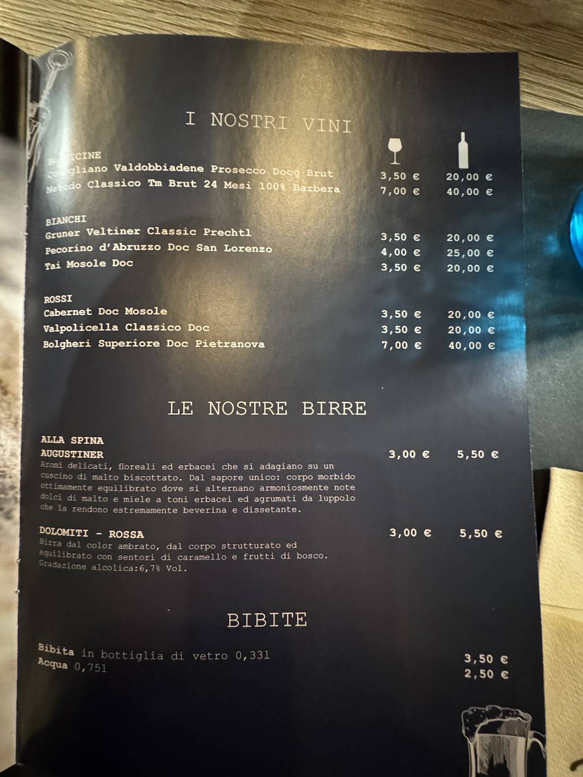 Menu da 210 grammi ristorante, Portogruaro