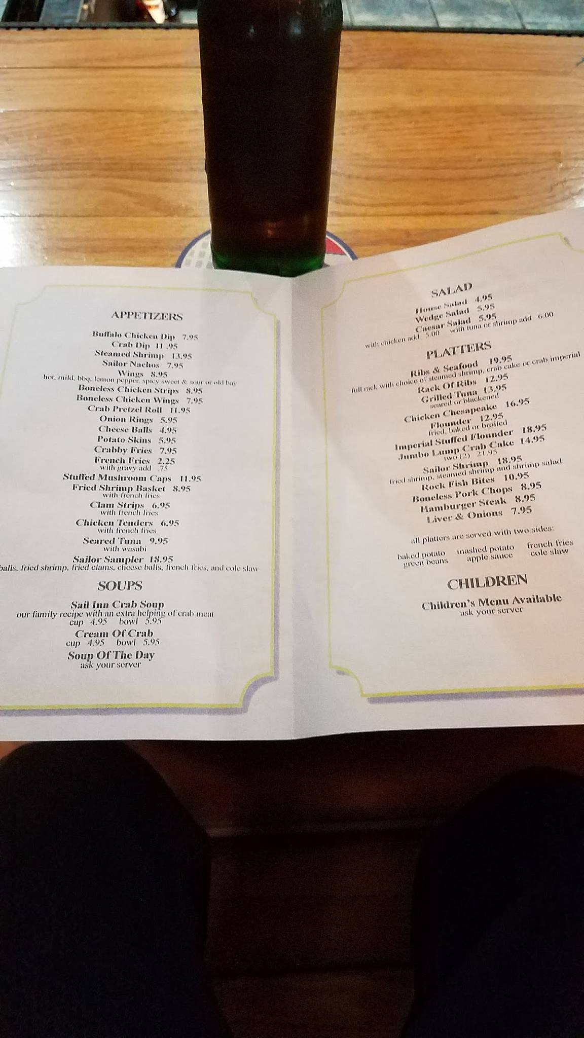 Menu at 2118 Sail Inn pub & bar, Sparrows Point