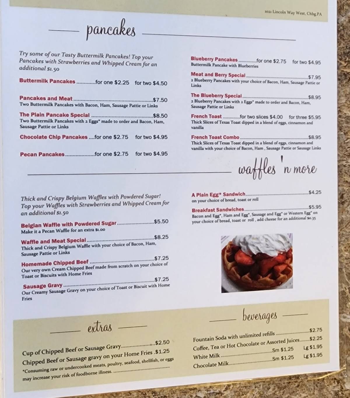 Menu at 30 West Family Restaurant, Chambersburg