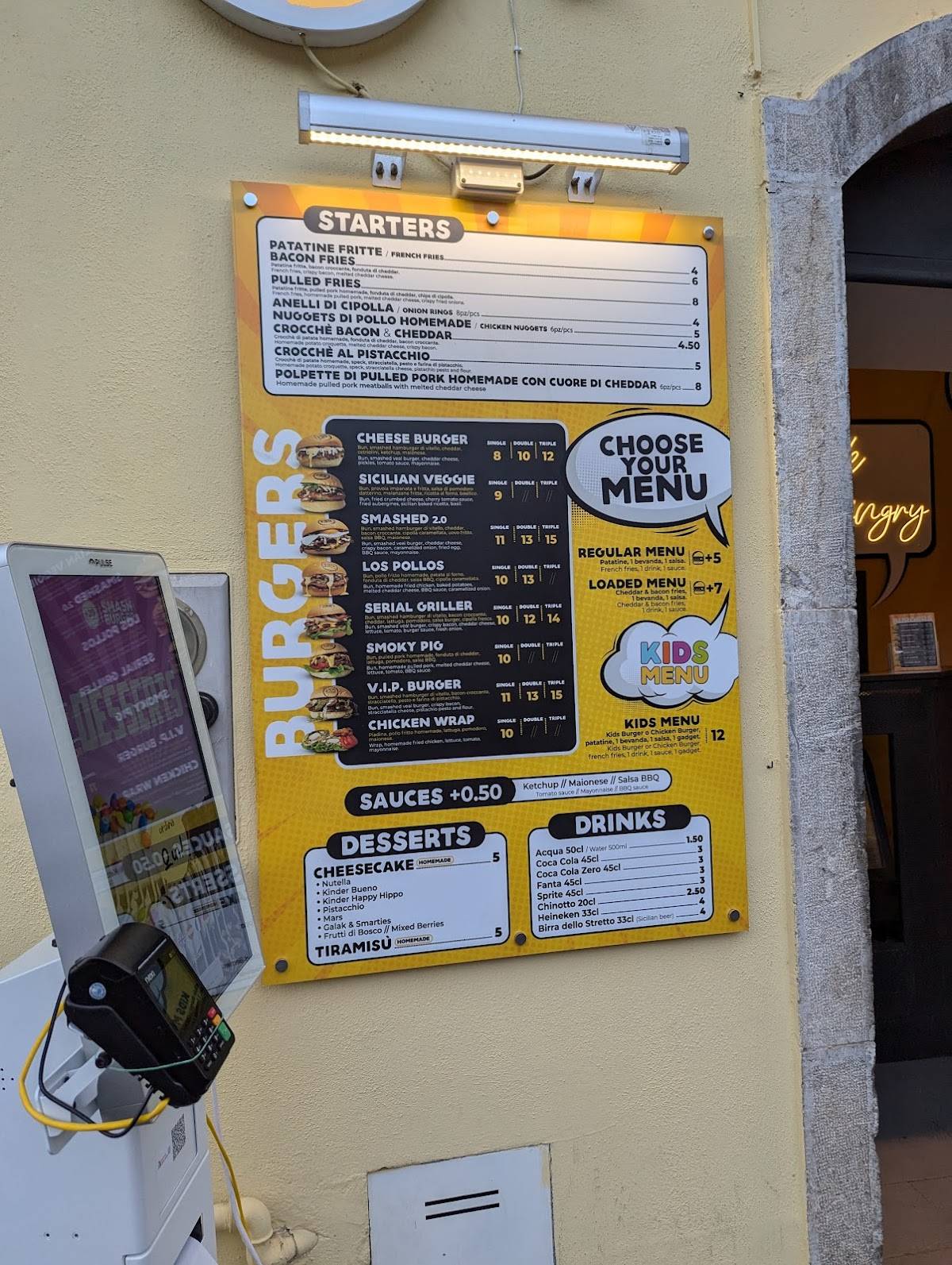 Menu da +39 Smash Burger ristorante, Taormina