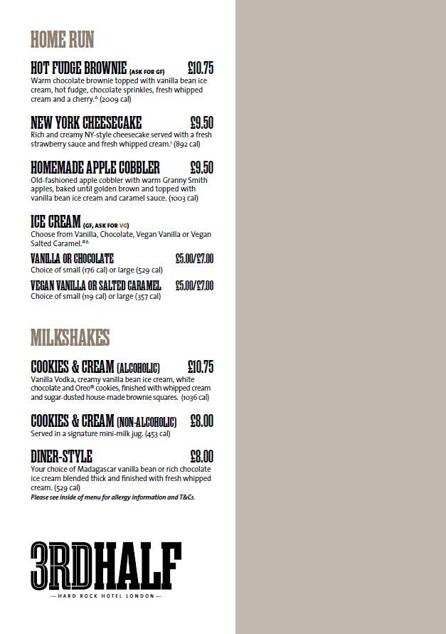 Menu at 3rd Half Sports Bar, London