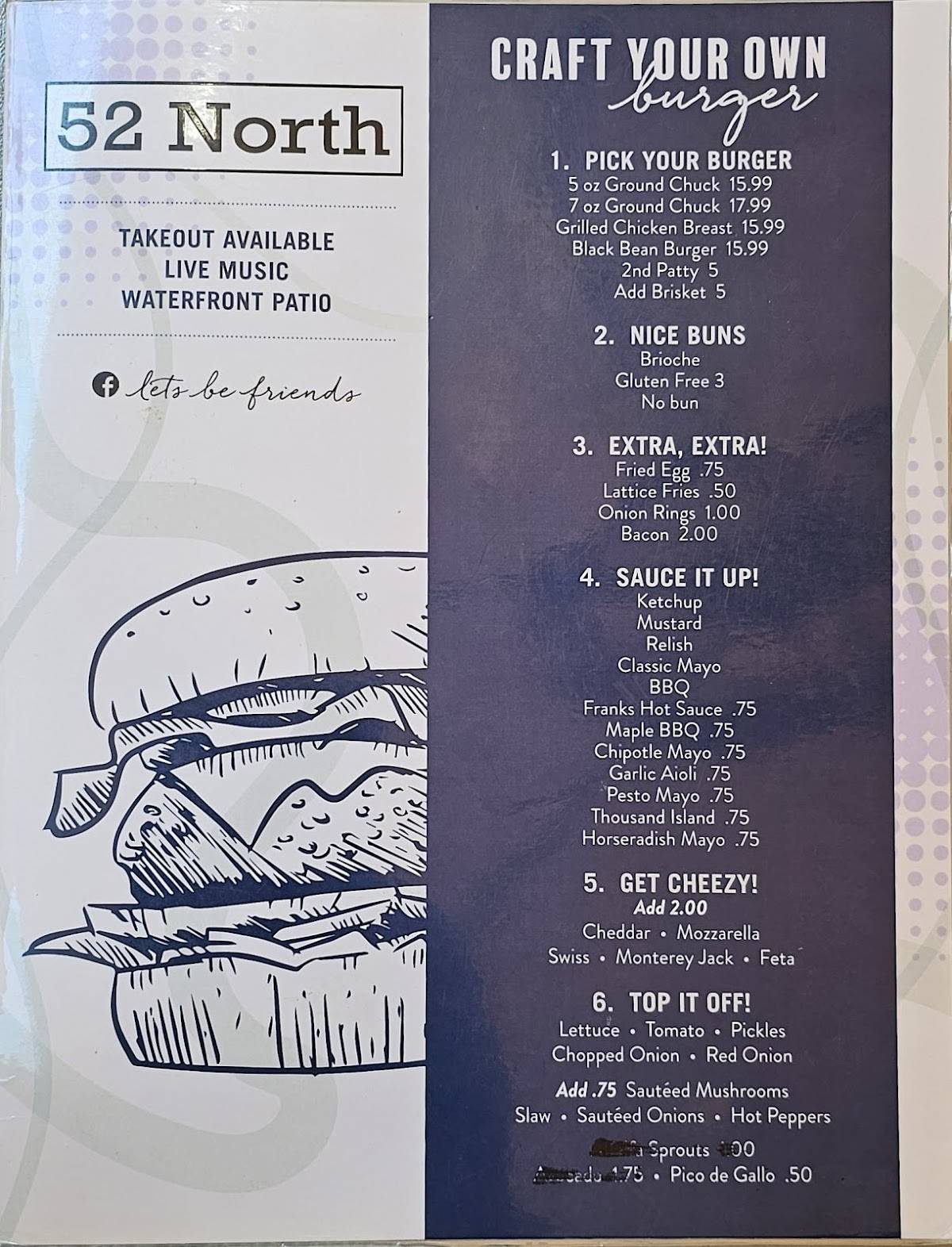 Menu at 52 North Pub & Grill, Campbellford