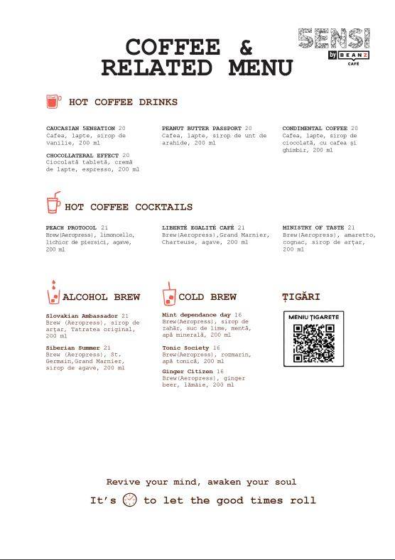Menu at 5ENSI by BeanZ Cafe, Bucharest