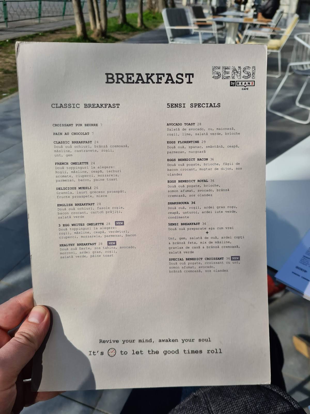 Menu at 5ENSI by BeanZ Cafe, Bucharest