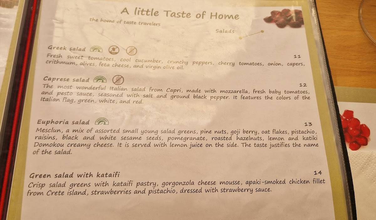 Menu at A Little Taste of Home Restaurant, Athens