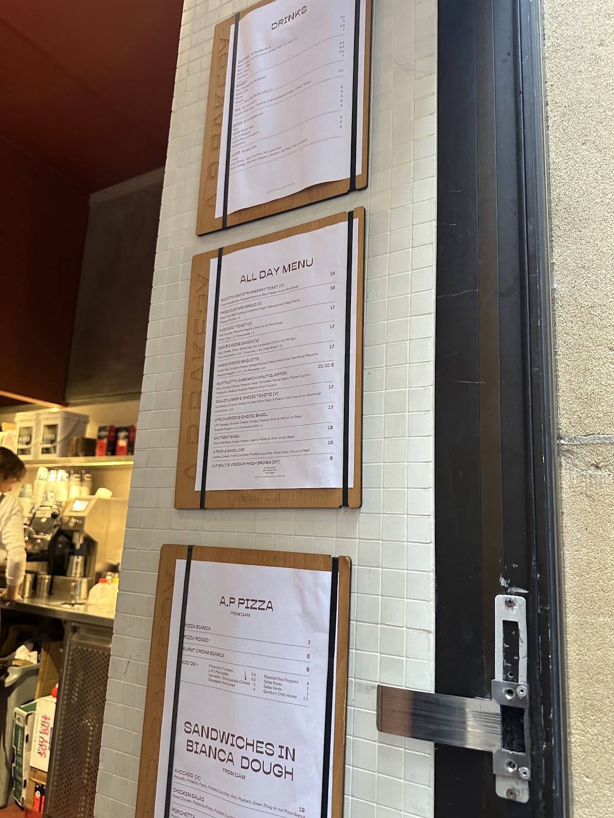 Menu at A.P Place (A.P Bakery), Sydney