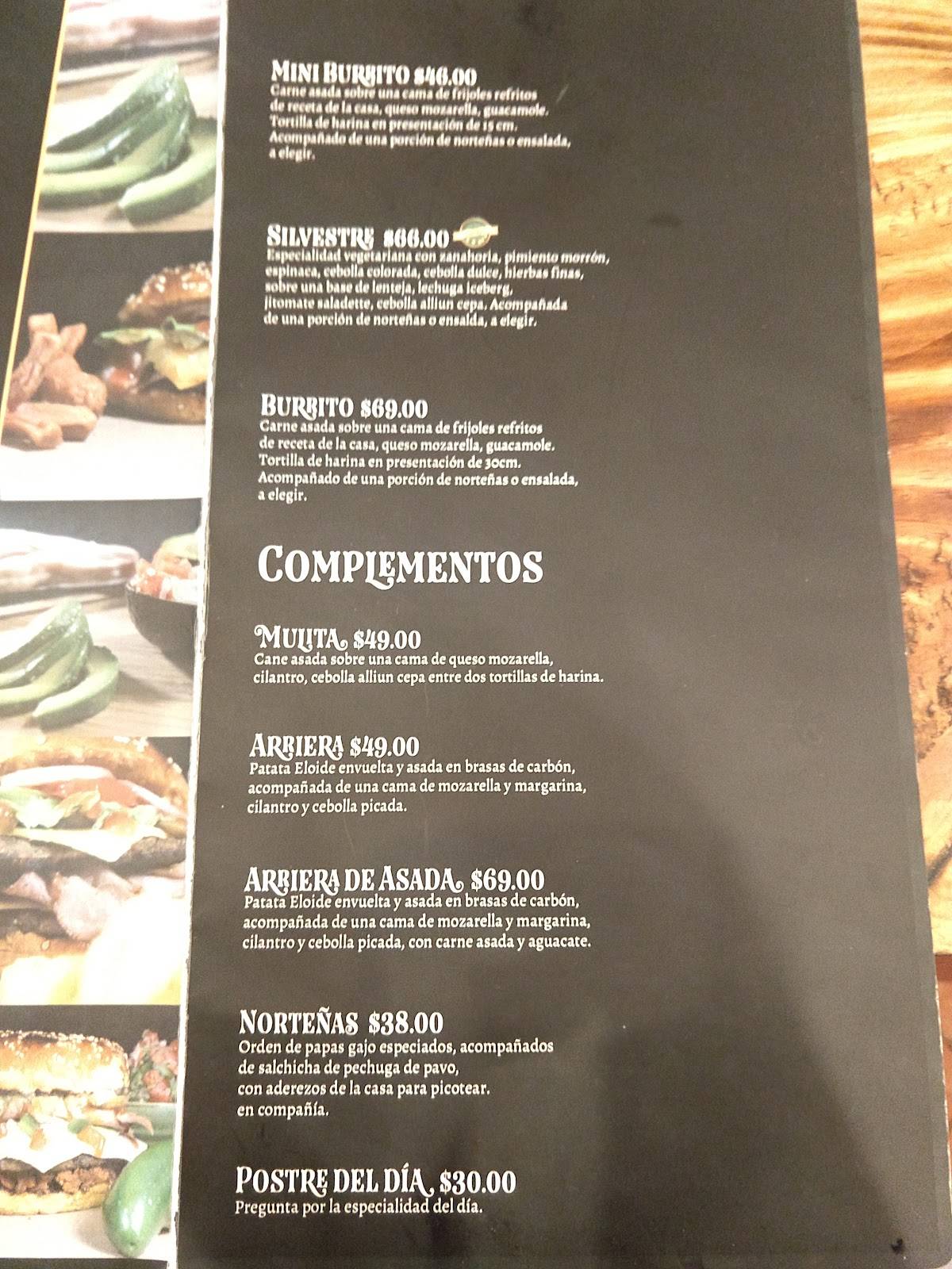 Menu at ARRE "La Más Norteña" restaurant, Orizaba