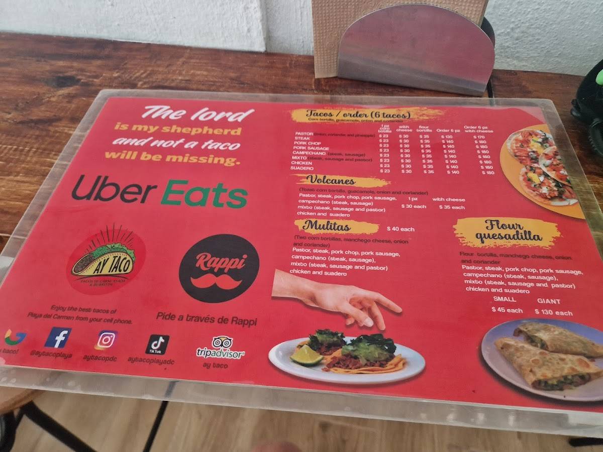 Carta del restaurante AY TACO !, Playa del Carmen