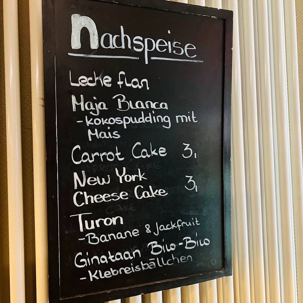 Carta del restaurante AYAN filipino streetfood, Berlin