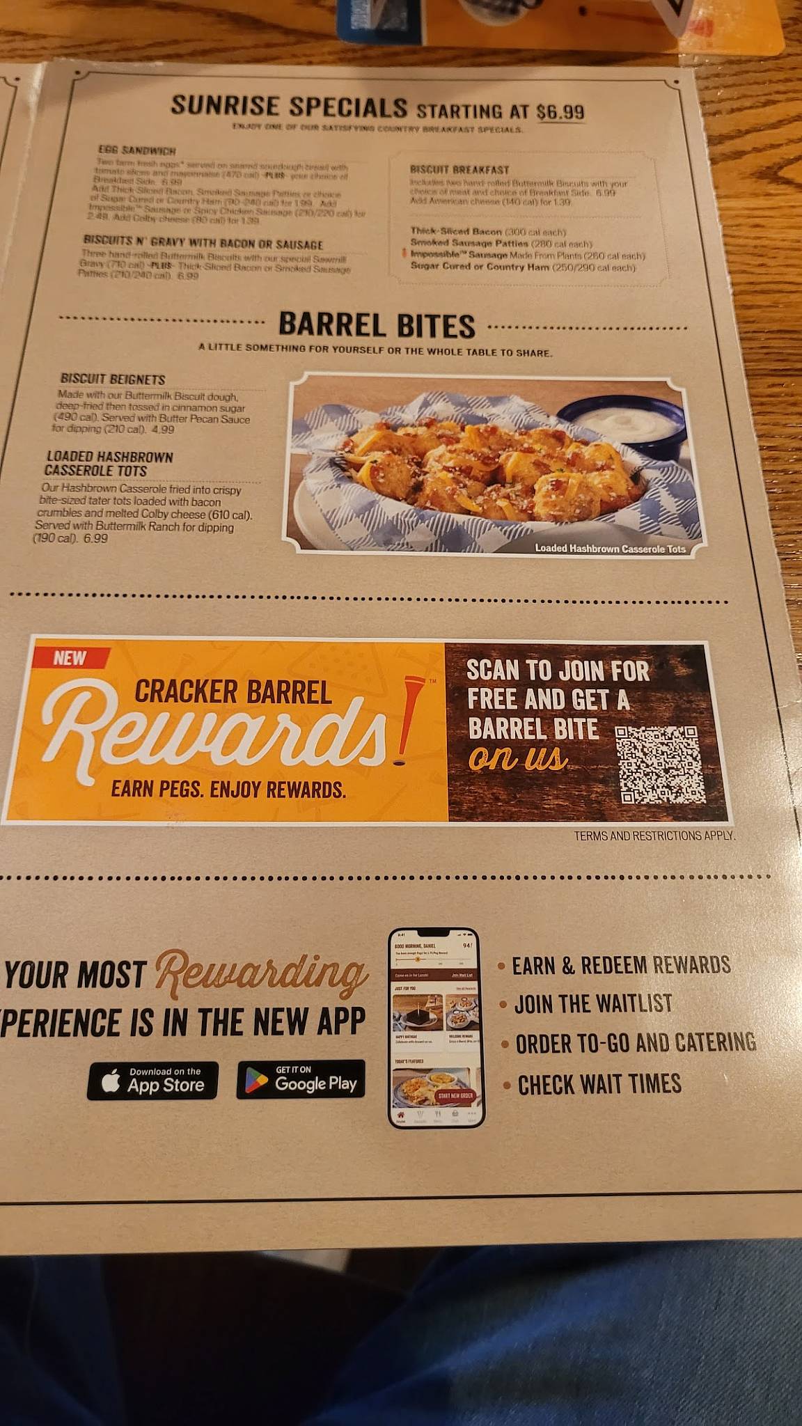 Menu at Cracker Barrel Old Country Store, Abingdon