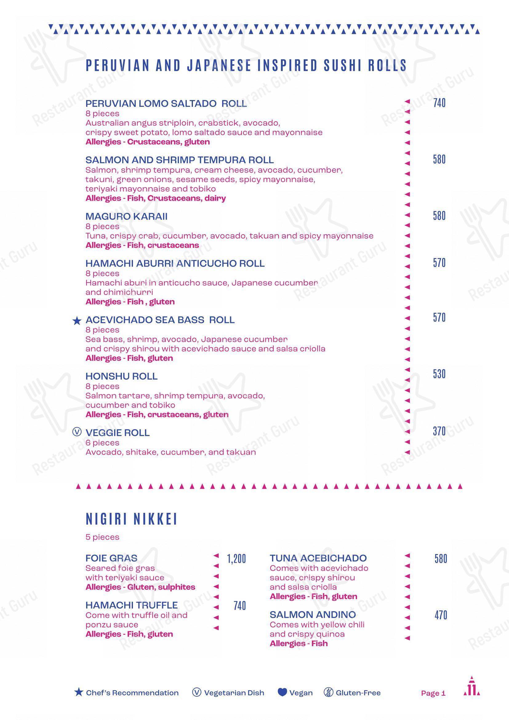 Menu at Above Eleven Rooftop Bar & Restaurant, Bangkok