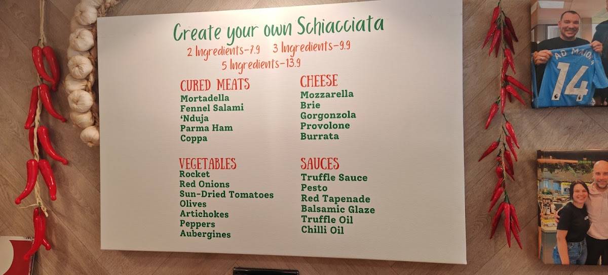 Menu at Ad Maiora, Manchester
