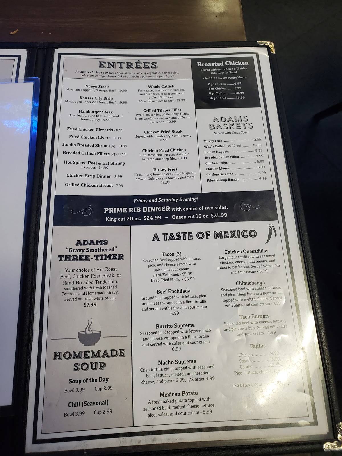 Menu at Adams Bar & Grill, Saint Joseph