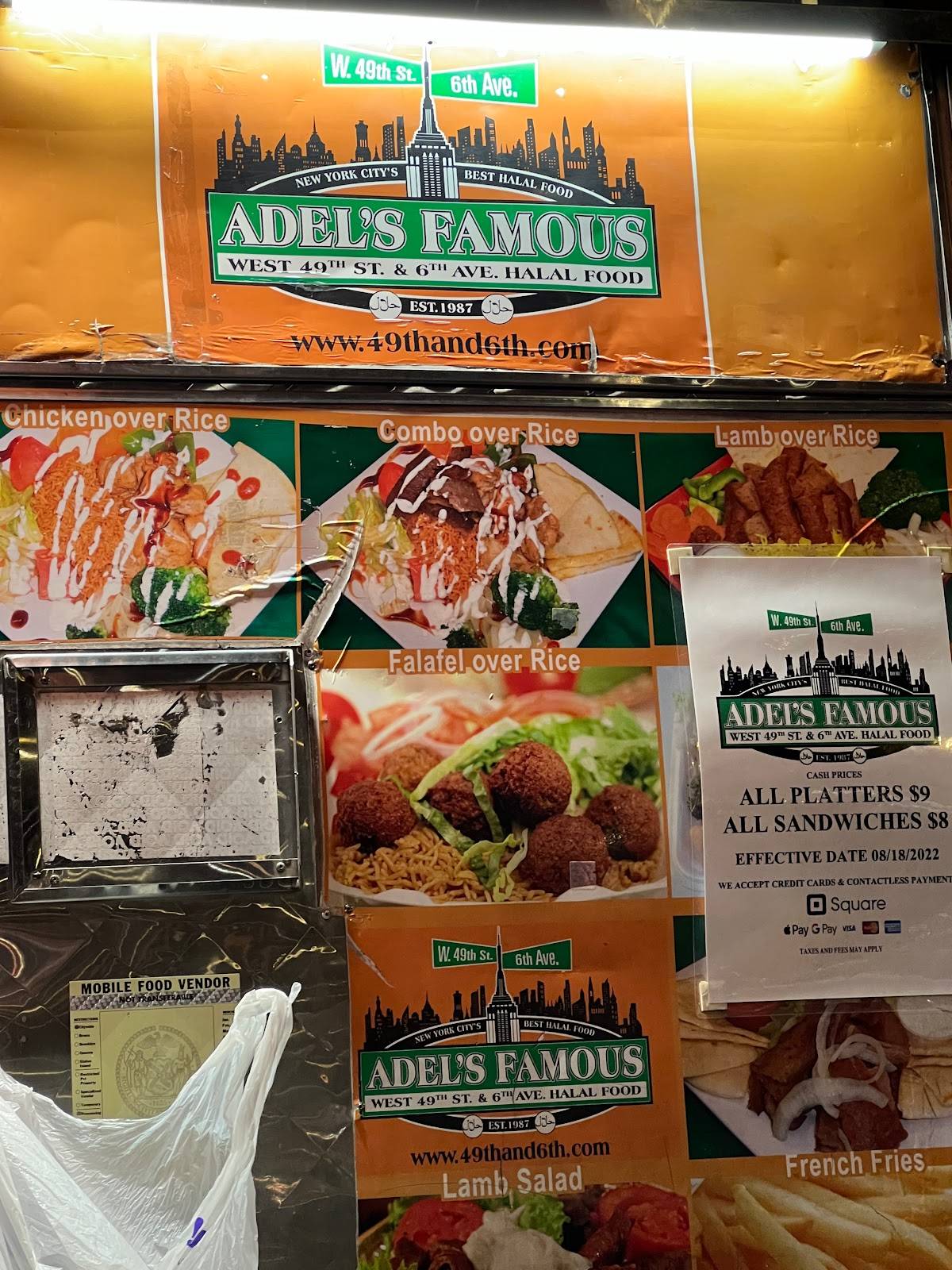 Menu at Adel's Famous Halal Food restaurant, West New York