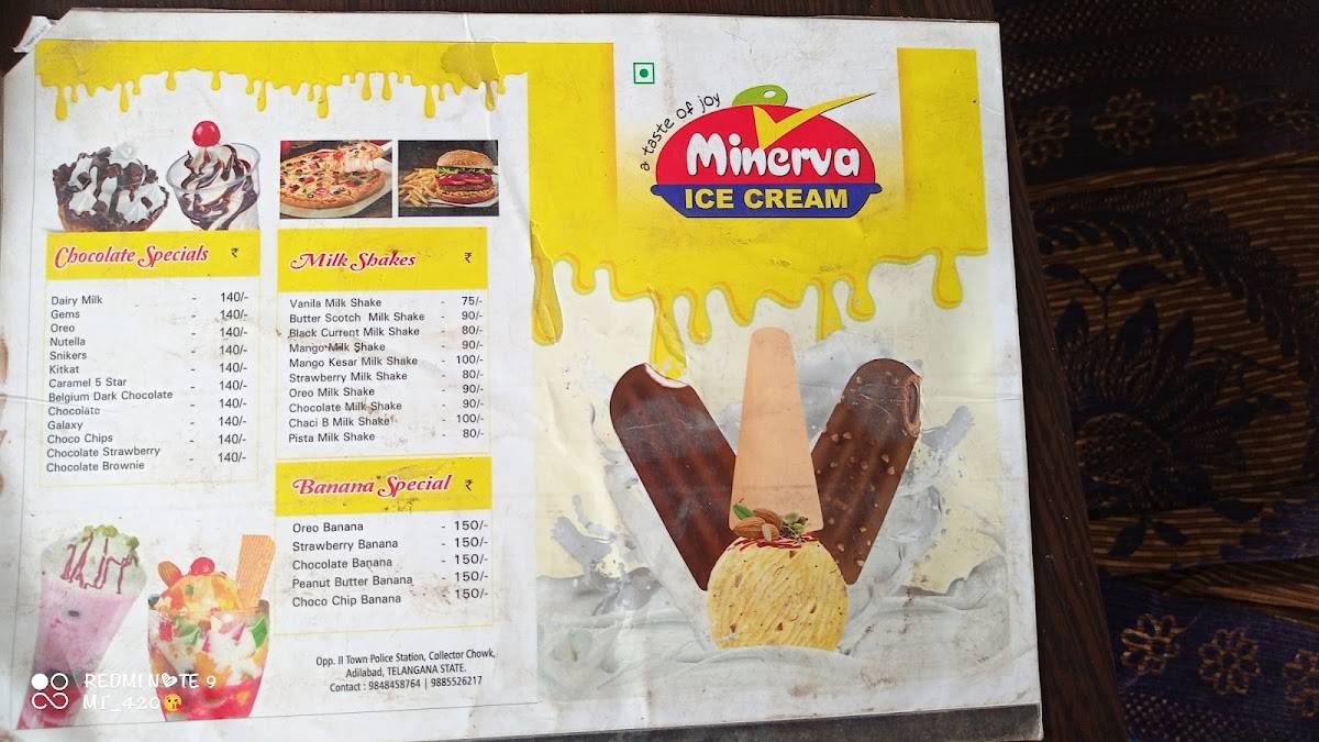 Menu at Minerva Ice Cream, Adilabad