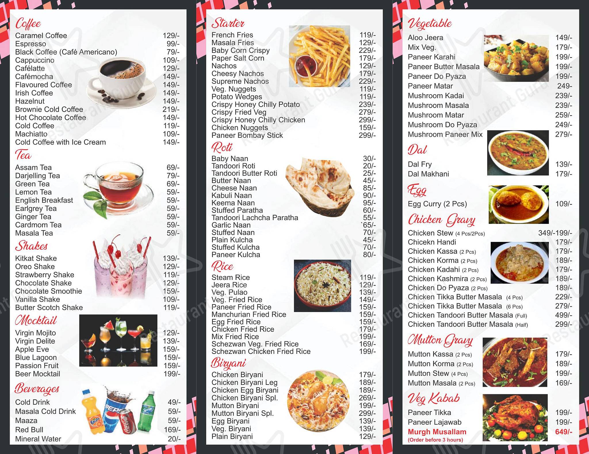Menu at Afra Tafri Cafe & Restaurant, Patna