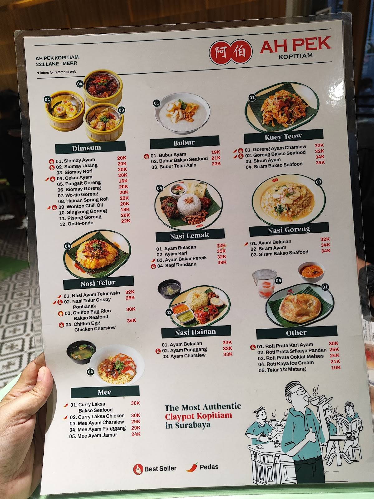 Menu at Ah Pek Kopitiam - 221 Lane Merr restaurant, Surabaya