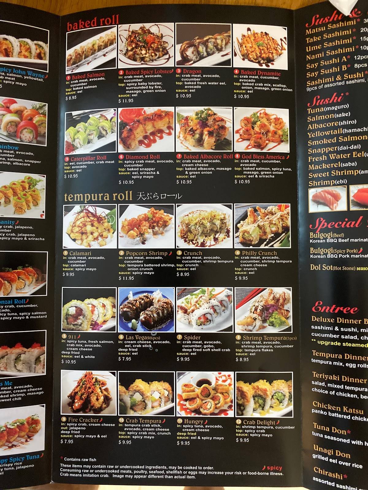 Menu at Say Sushi restaurant, Maricopa