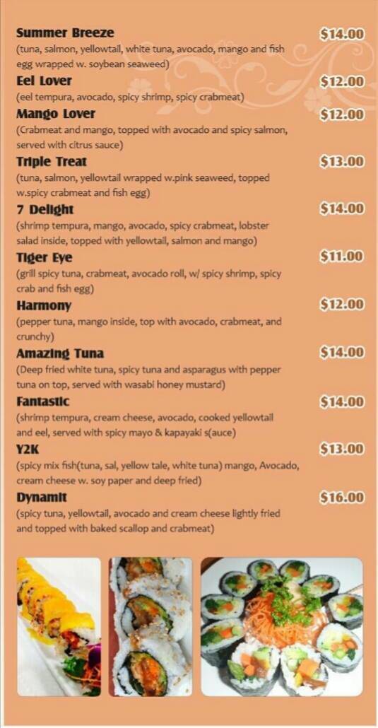 Menu at Aki Japanese Steakhouse and Sushi Bar, Altoona