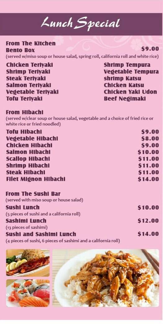 Menu at Aki Japanese Steakhouse and Sushi Bar, Altoona