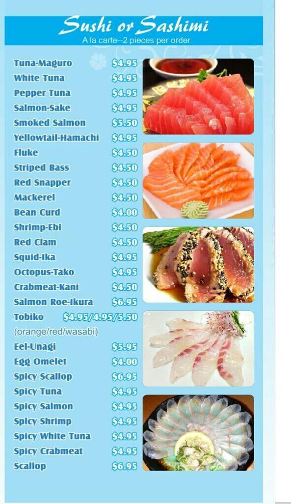 Menu at Aki Japanese Steakhouse and Sushi Bar, Altoona