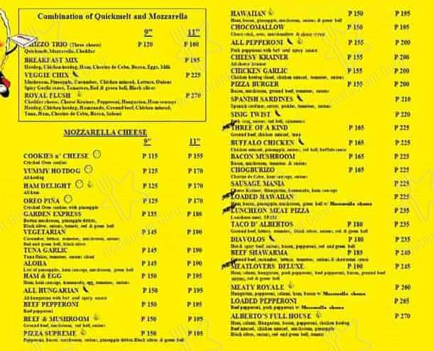Menu at Alberto's Pizza - AS Fortuna Branch restaurant, Mandaue City, 2 ...