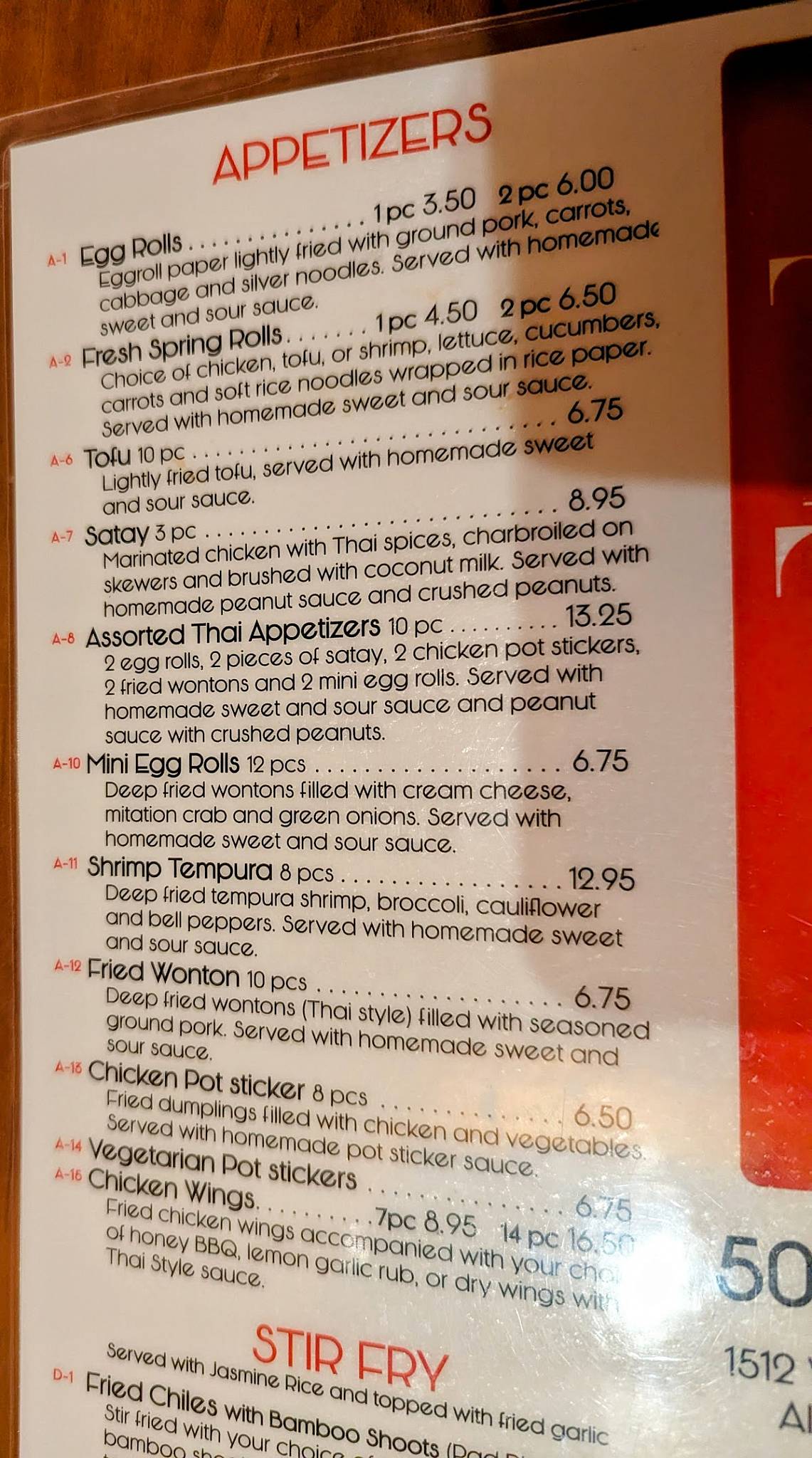 Menu at Thai Tip restaurant, Albuquerque, Wyoming Blvd NE e