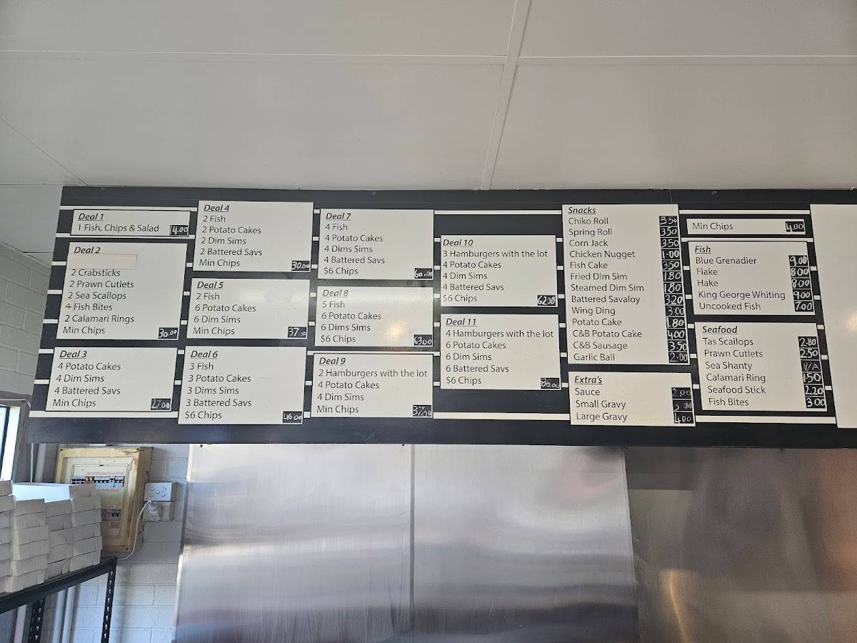 Menu at Jan's Cafe, Lavington